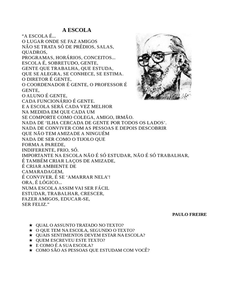 A Escola - Paulo Freire | PDF