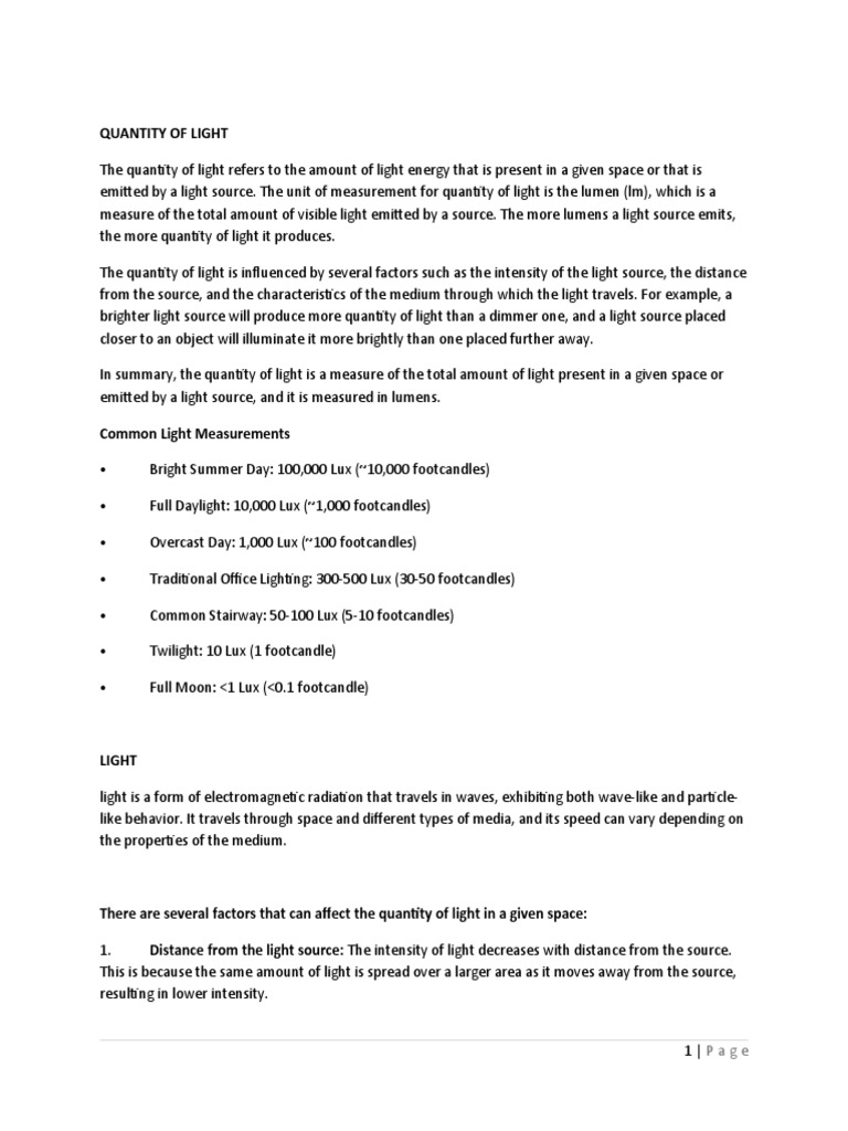 Quantity of Light | PDF | Light | Lighting