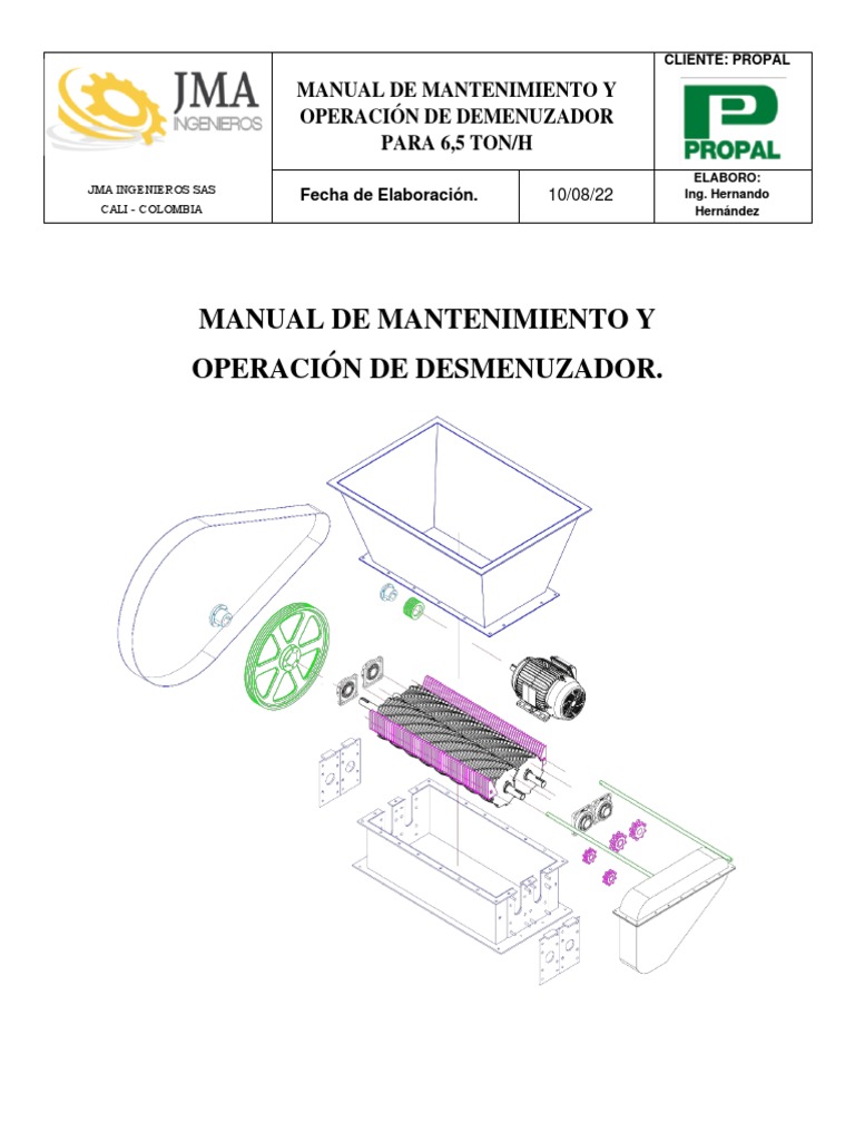 Manual de Mantenimiento y Operacion de Desmenuzador | PDF | Ingeniero ...
