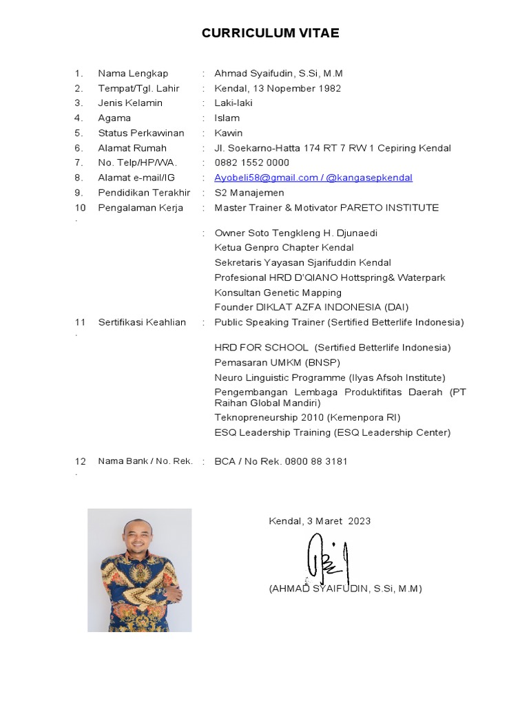 CV Ahmad Syaifudin, S.Si, M.M | PDF