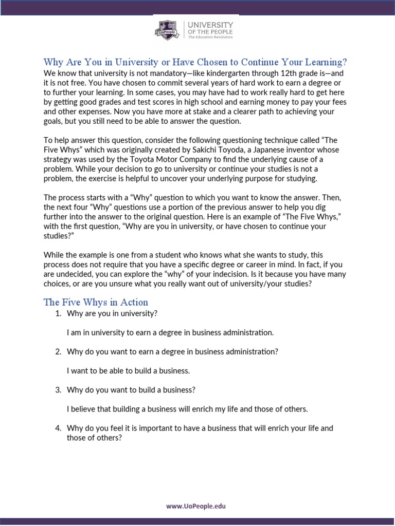 Uncovering Your Deeper Purpose: Applying the "Five Whys | PDF | Grit ...