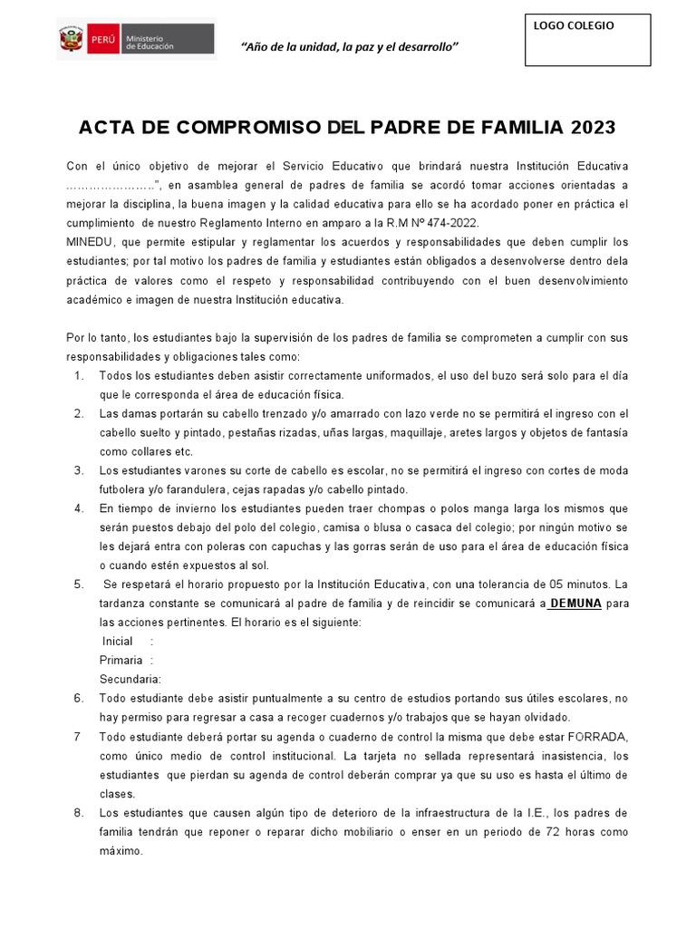 10 Acta-De-Compromiso-Del-Padre-De-Familia-2023-1 | PDF