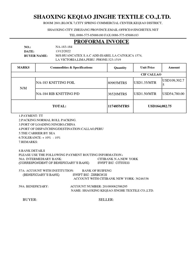 Proforma Zoe 15 de Diciembre 2 | PDF