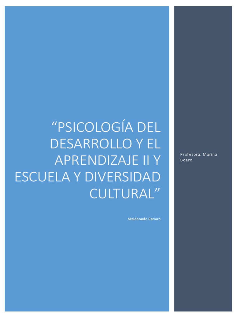 Maldonado Ramiro "Psicología Del Desarrollo y El Aprendizaje II y Escuela y Diversidad Cultural ...