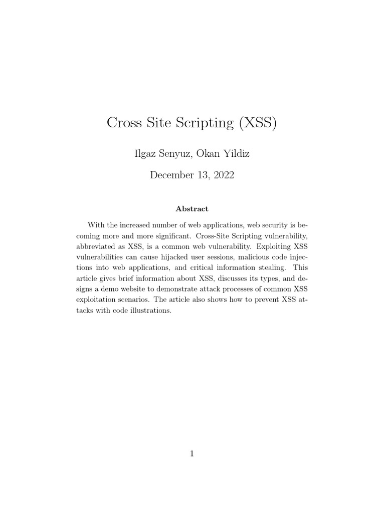 Cross Site Scripting (XSS) | PDF | World Wide Web | Internet & Web