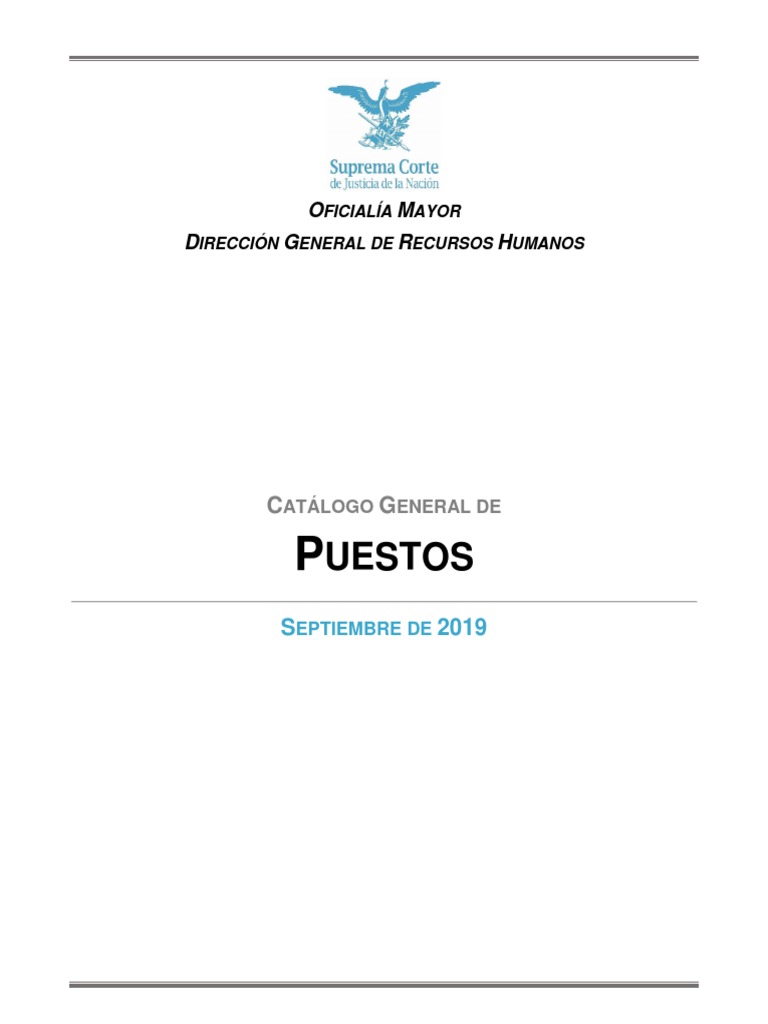 Catalogo General de Puestos Version Final Publicable Autorizado 30-Sep-2019 | PDF | Judicaturas ...