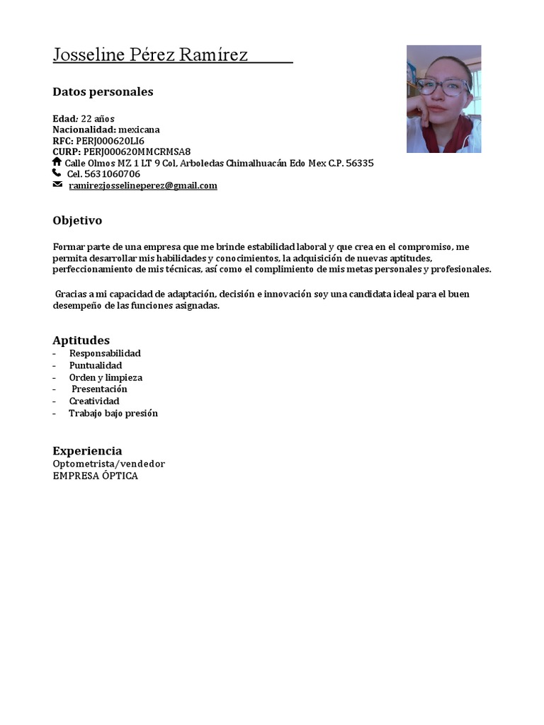 Josseline Pérez Ramírez CV 2023.docx | PDF