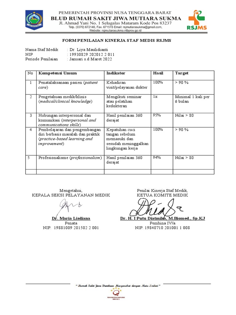 Evaluasi Kinerja Staf Medis RSJMS | PDF | Karier & Perkembangan | Pengembangan Diri