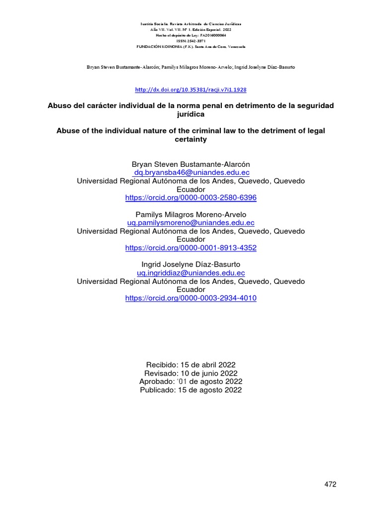 Abuso Del Caracter Individual de La Norma Penal PDF | PDF | Derecho penal | Castigos
