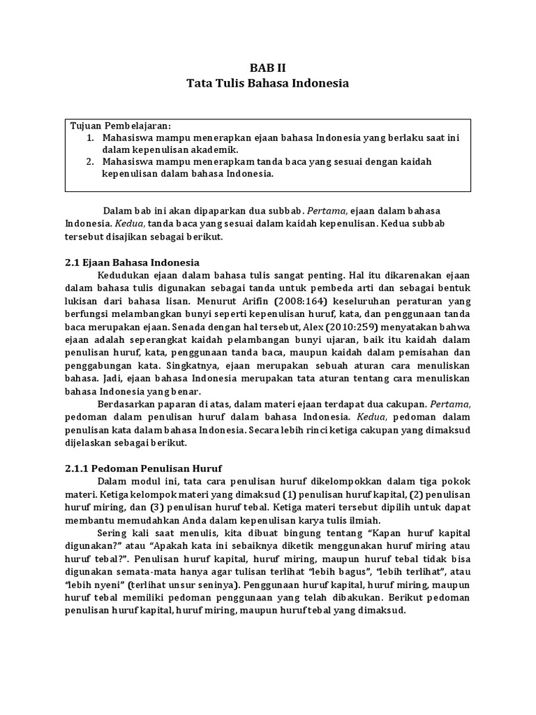 Modul Bab 2 Tata Tulis Bahasa Indonesia PDF | PDF
