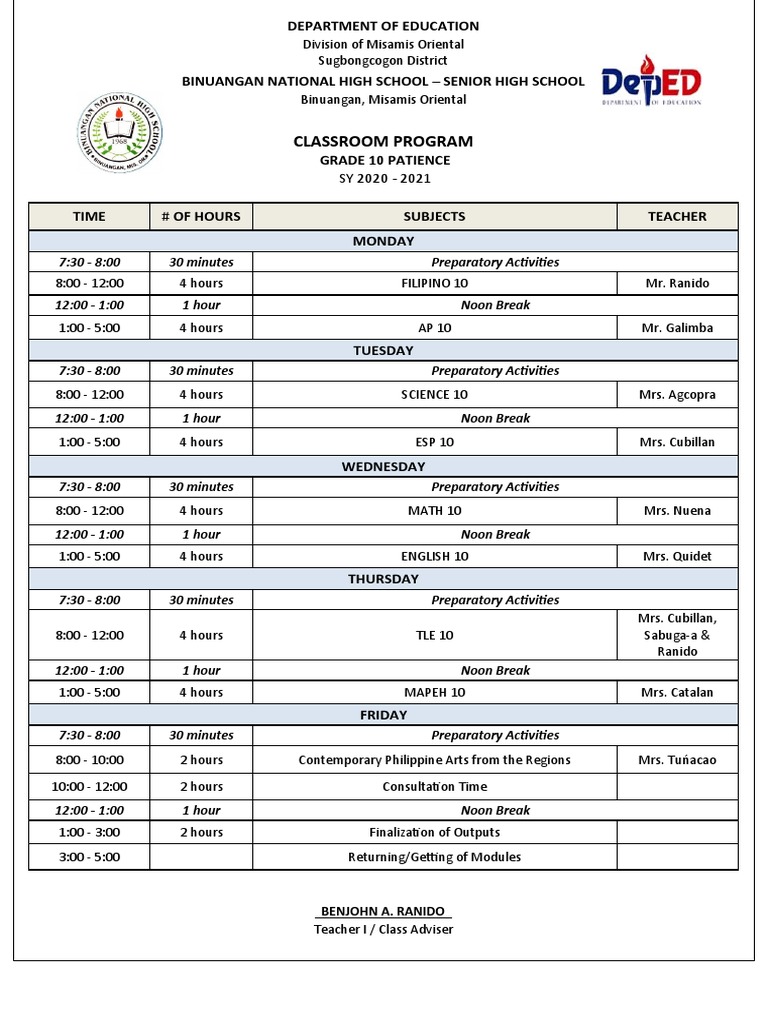 Classroom Program | PDF