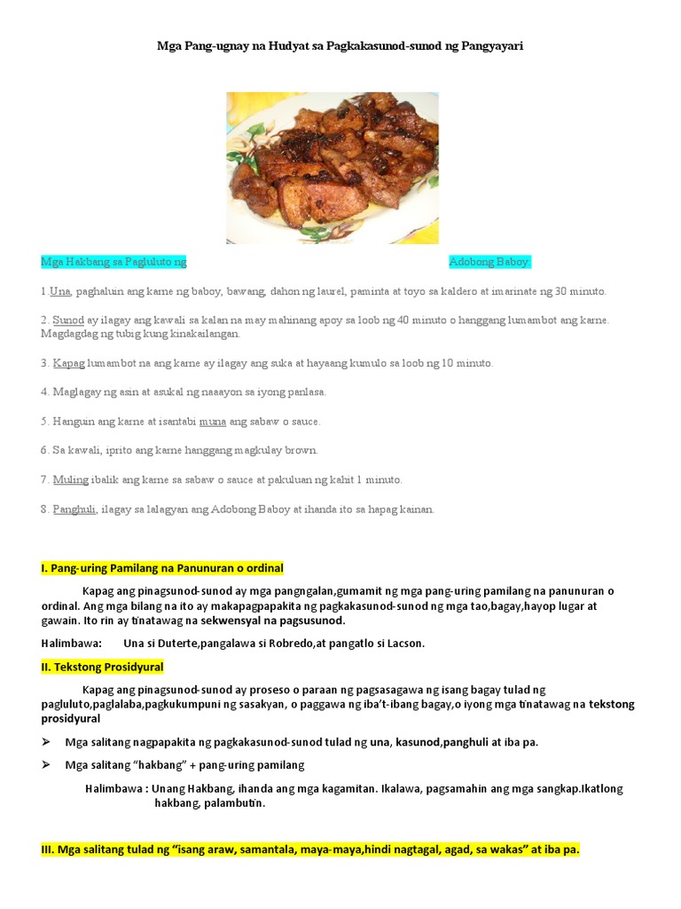 Mga Hudyat Sa Pagsusunod-Sunod NG Pangyayari | PDF