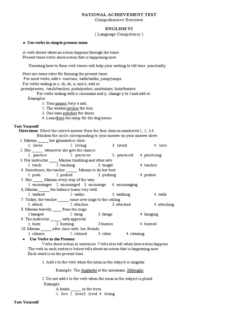 English 6 Nat Reviewer | PDF | Grammatical Number | Adjective