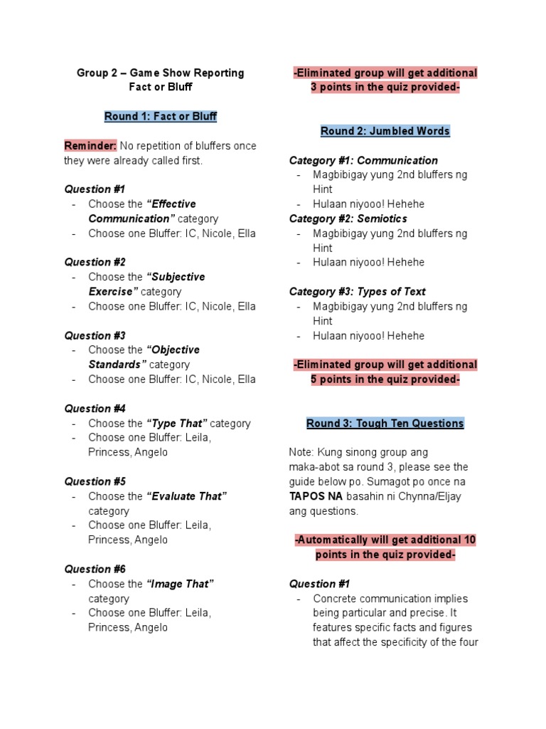 Fact or Bluff Guide | PDF | Information | Bias