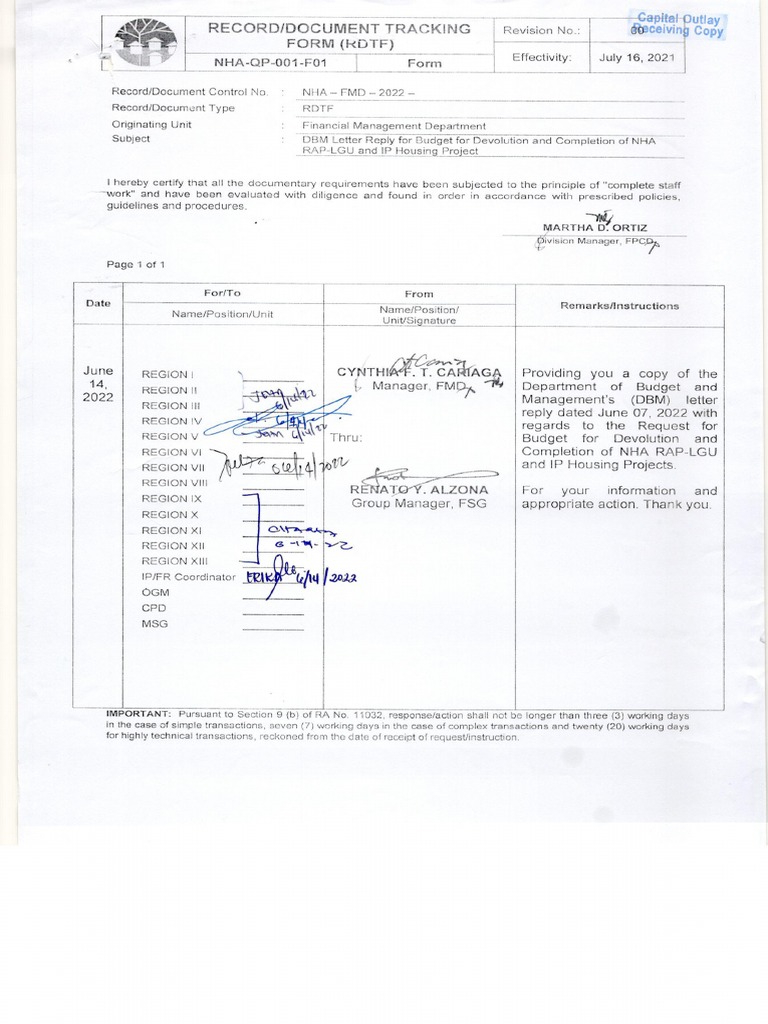 DBM Letter Reply For Budget Devolution and Completion of NHA RA 1 | PDF