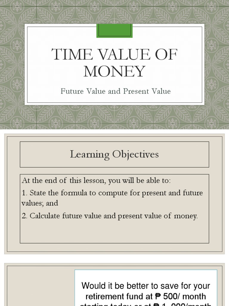 Time Value of Money PV and FV | PDF | Interest | Present Value