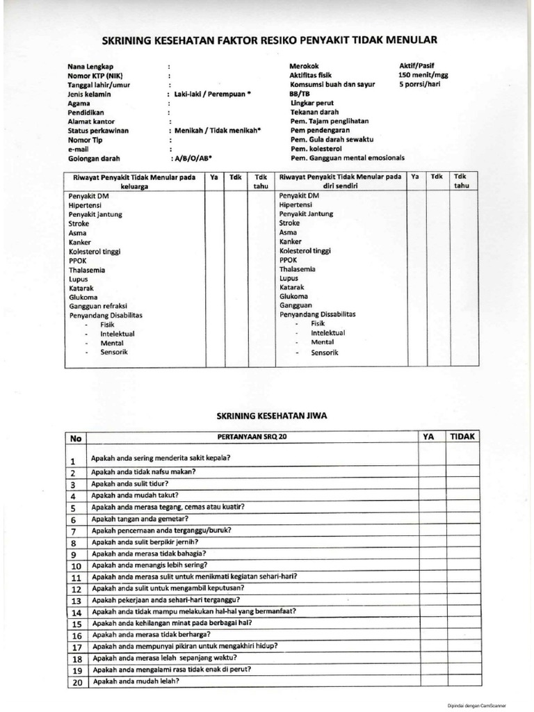 Skrining Faktor Resiko PTM PDF | PDF