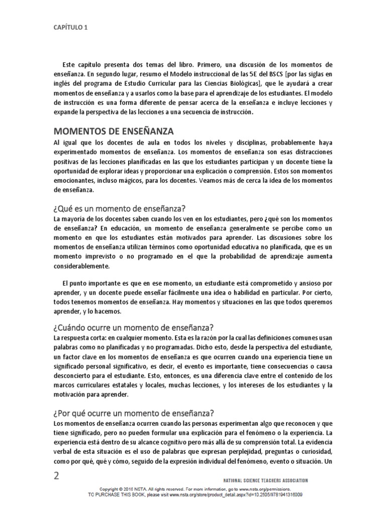 Momentos de Enseñanza y Modelo 5E | PDF | Enseñando | Aprendizaje
