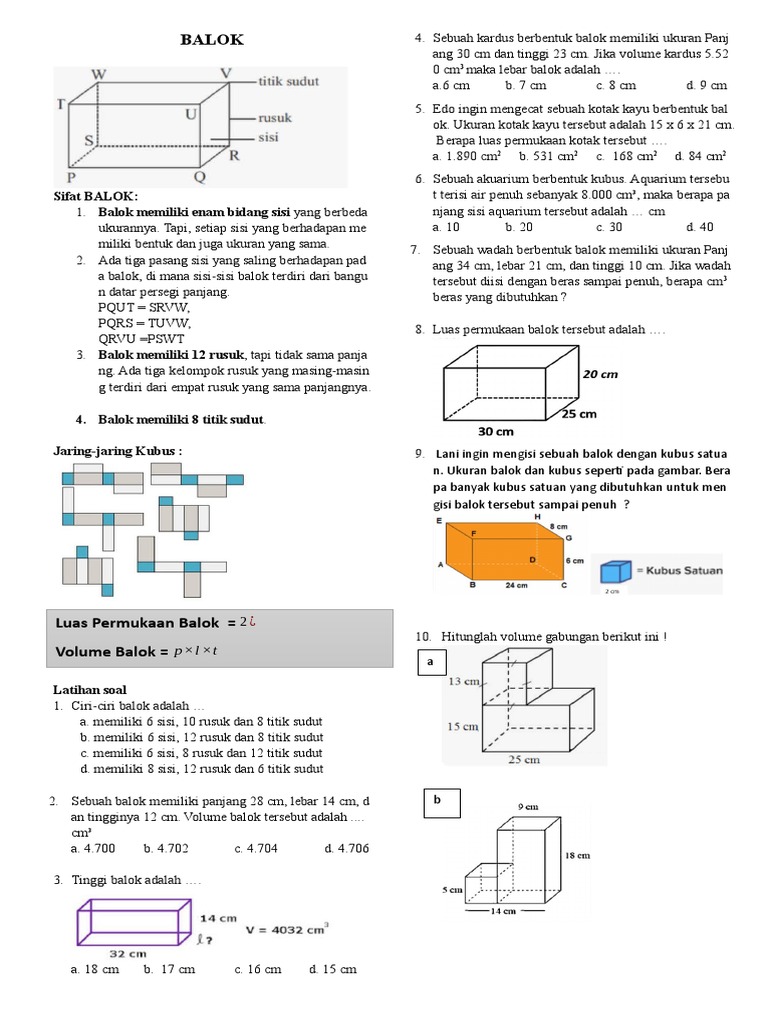 Sifat dan Latihan Soal Balok | PDF