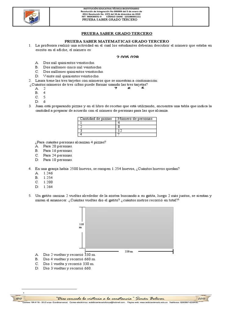 Pruebas Saber Grado Tercero | PDF | Colombia | Agua