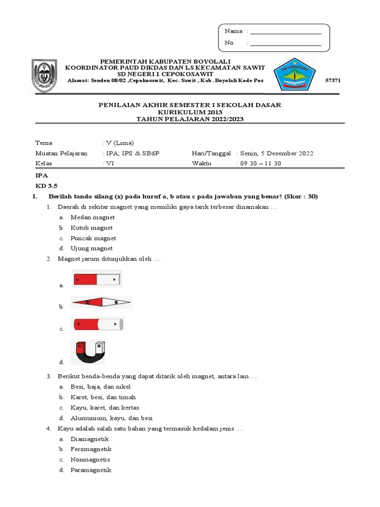 SOAL PAS TEMA 5, IPA, IPS, SBDP SSJ KELAS 6 | PDF