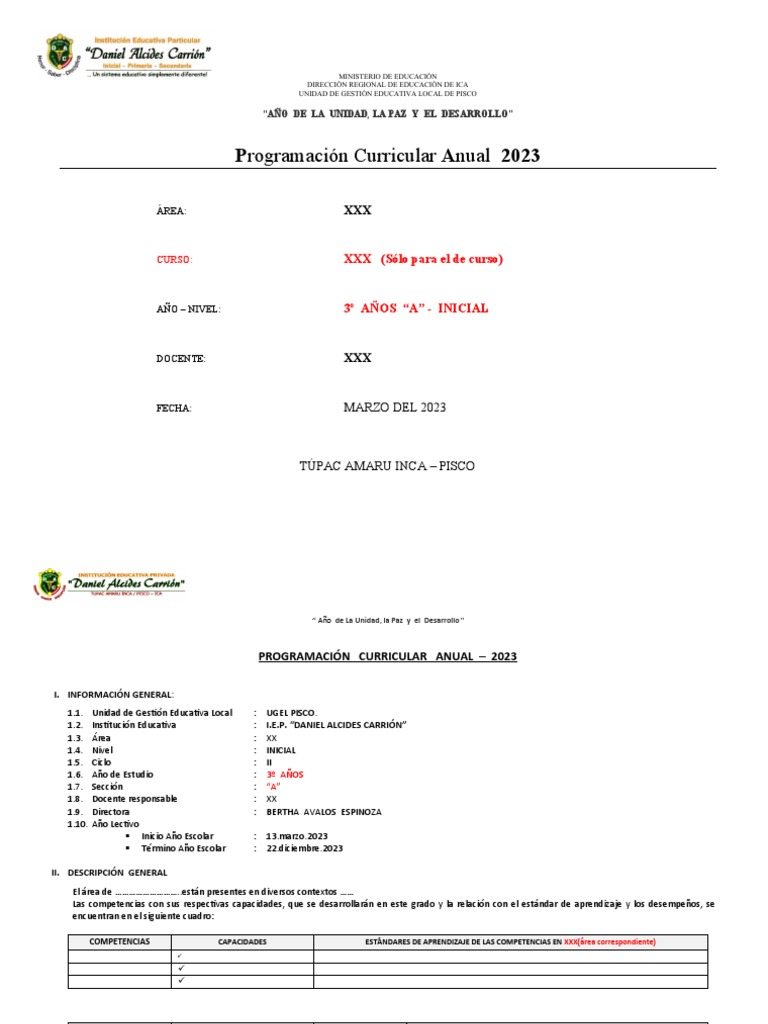 Modelo - Programa 2023 | PDF | Evaluación | Aprendizaje