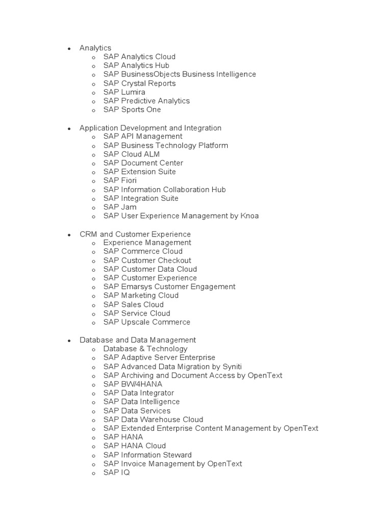 Productos de Sap | PDF | Cloud Computing | Analytics