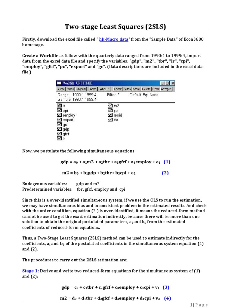 Two-Stage Least Squares (2SLS) Guide | PDF | Instrumental Variable ...