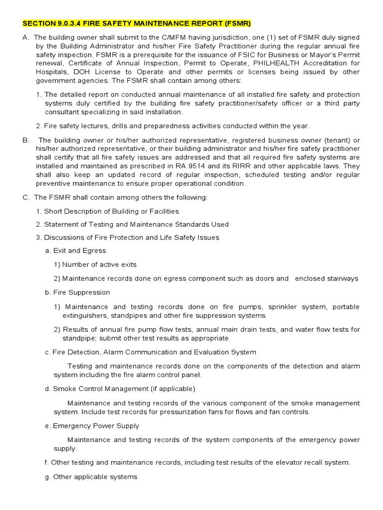 FSMR | PDF | Fire Safety | Safety