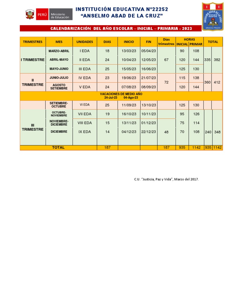 Caendarizacion - Eda 2023 | PDF