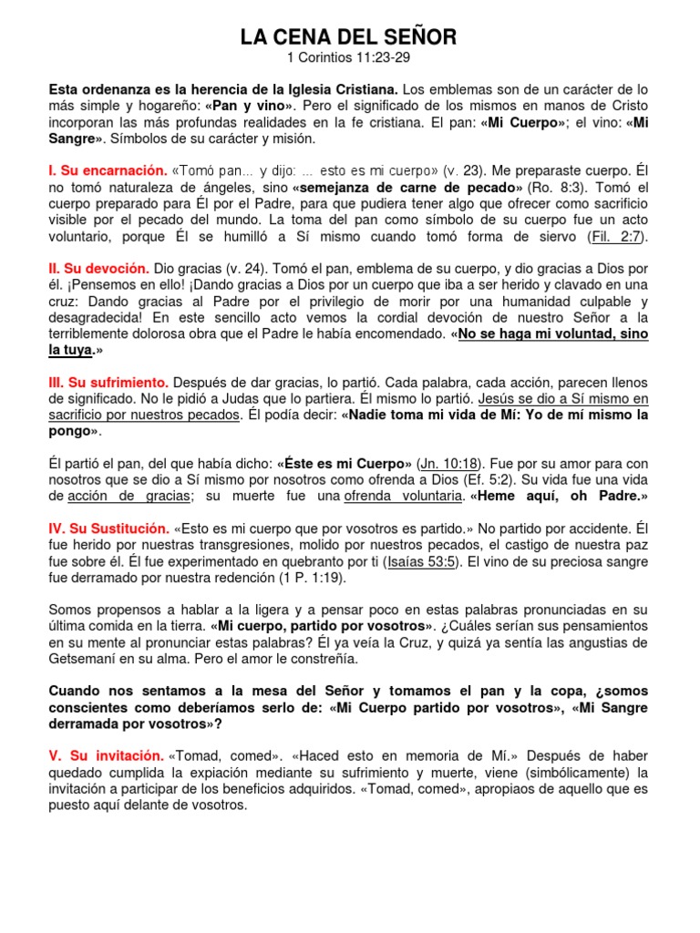La Cena Del Señor | PDF | eucaristía | Pecado