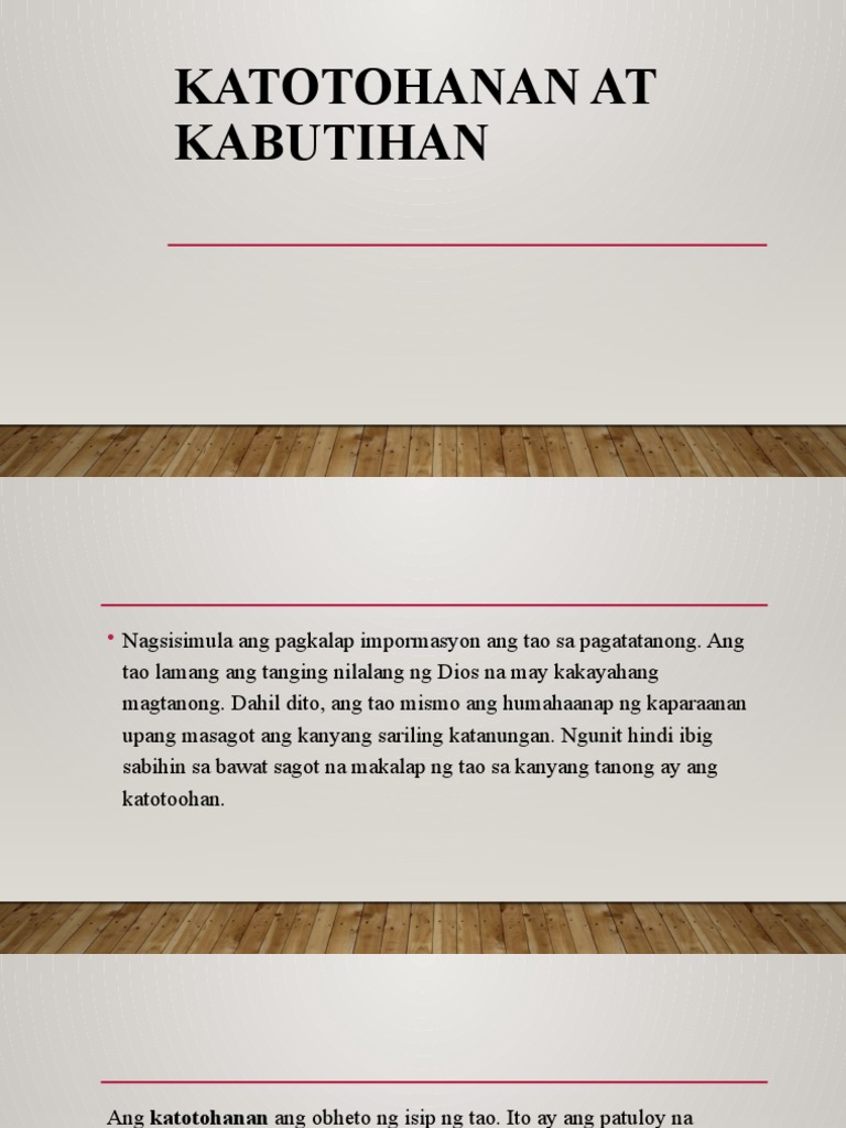 Katotohanan at Kabutihan | PDF