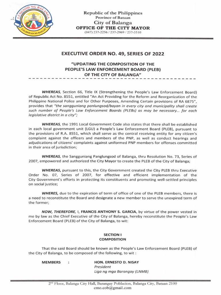 Eo No. 49 S. 2022 Pleb | PDF