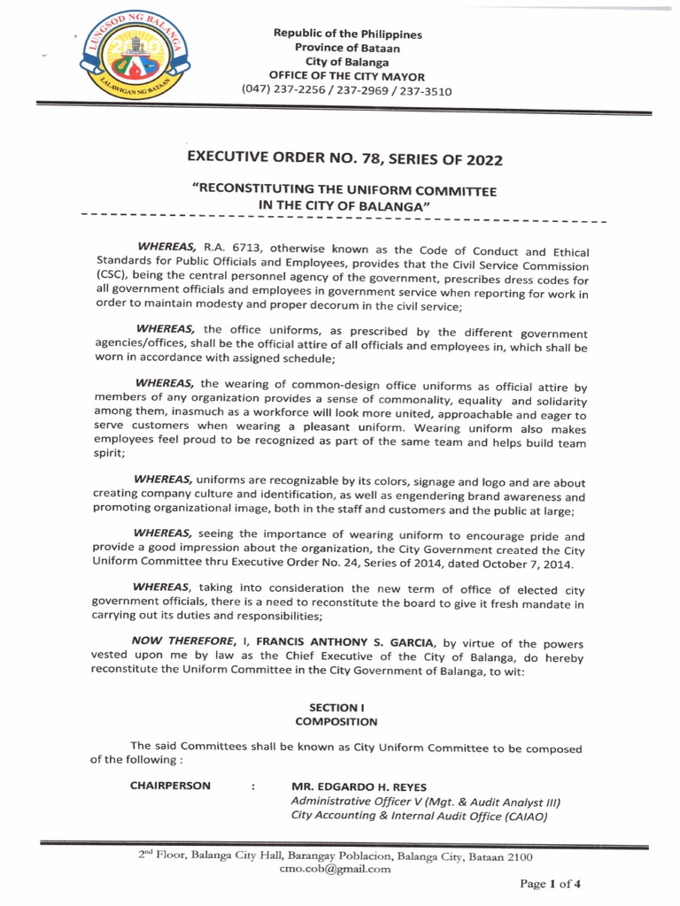 Eo No. 78 S. 2022 Uniform Committee | PDF