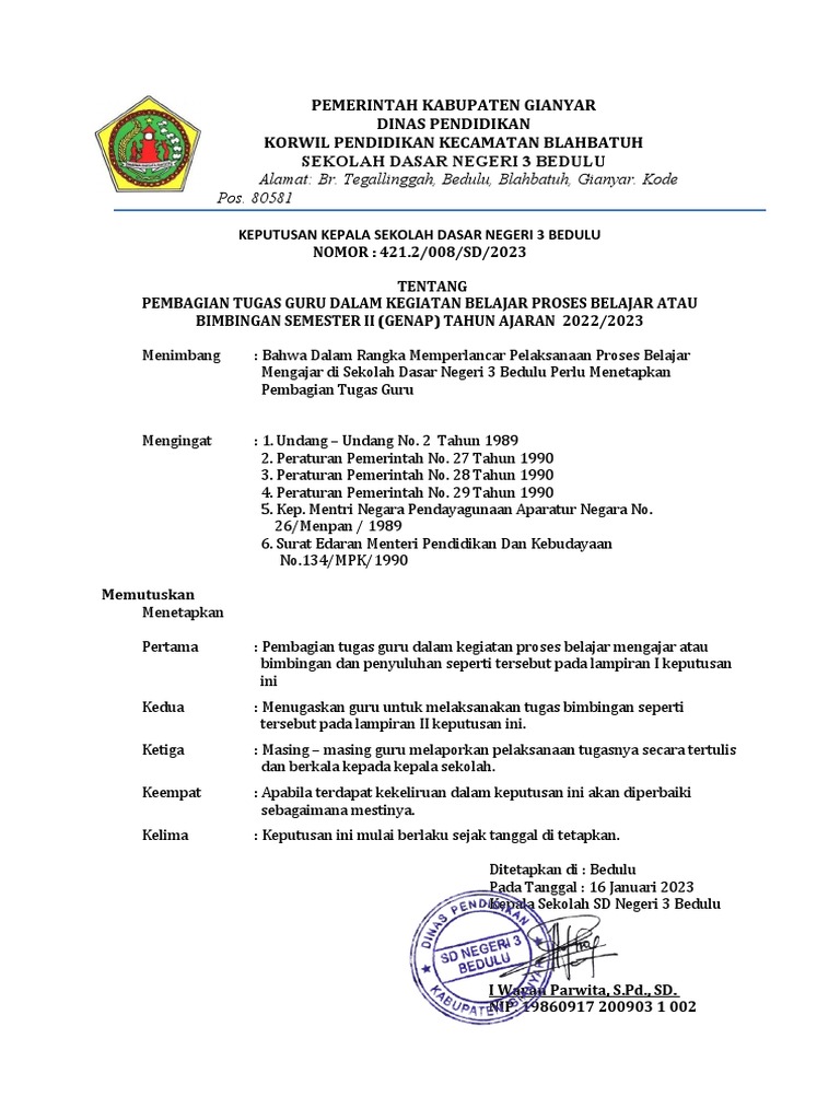 surat tugas 2021-2022 GENAP (baru) | PDF