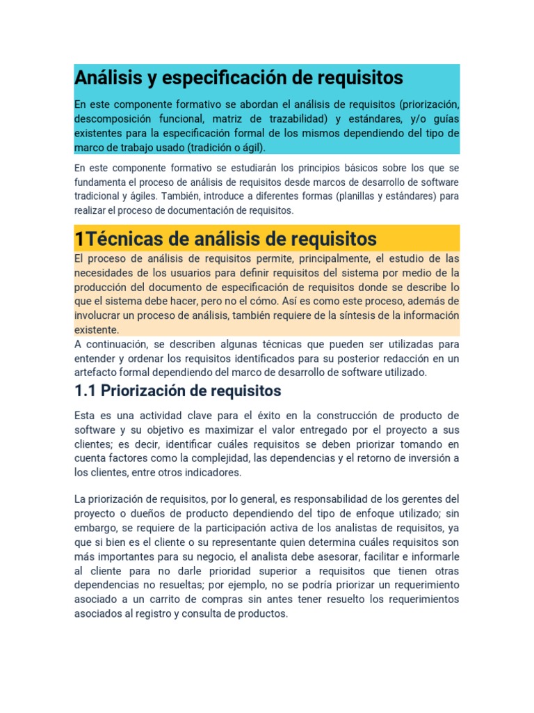 Análisis y Especificación de Requisitos | PDF | Software | Scrum ...