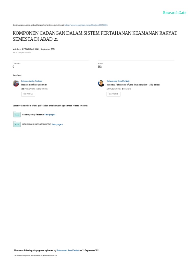 Komponen Cadangan Dalam Sistem Pertahanan Keamanan Rakyat Semesta Di ...