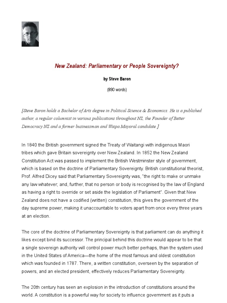 New Zealand: Parliamentary or People Sovereignty | PDF | Constitution ...