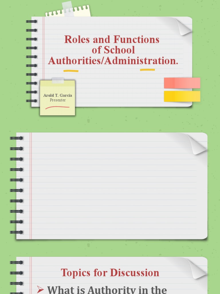 Roles and Fuctions of School Authorities | PDF | Leadership ...