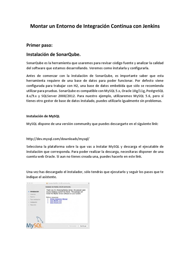 Guía de Instalación de SonarQube y MySQL | PDF | Mi sql | Archivo de computadora