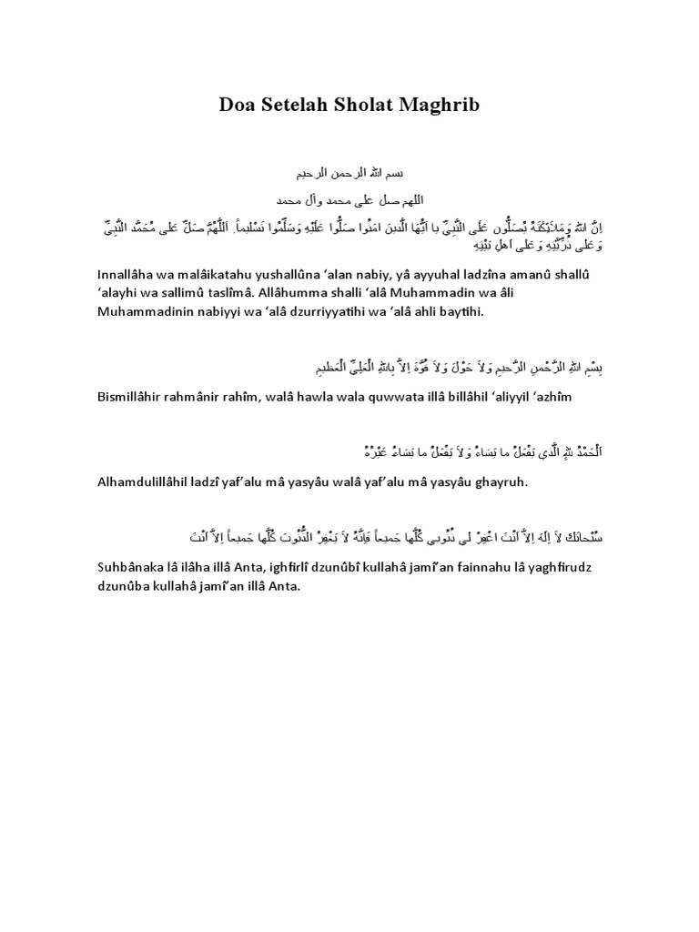 Doa Setelah Sholat Maghrib | PDF Doa Setelah Sholat Maghrib | PDF
