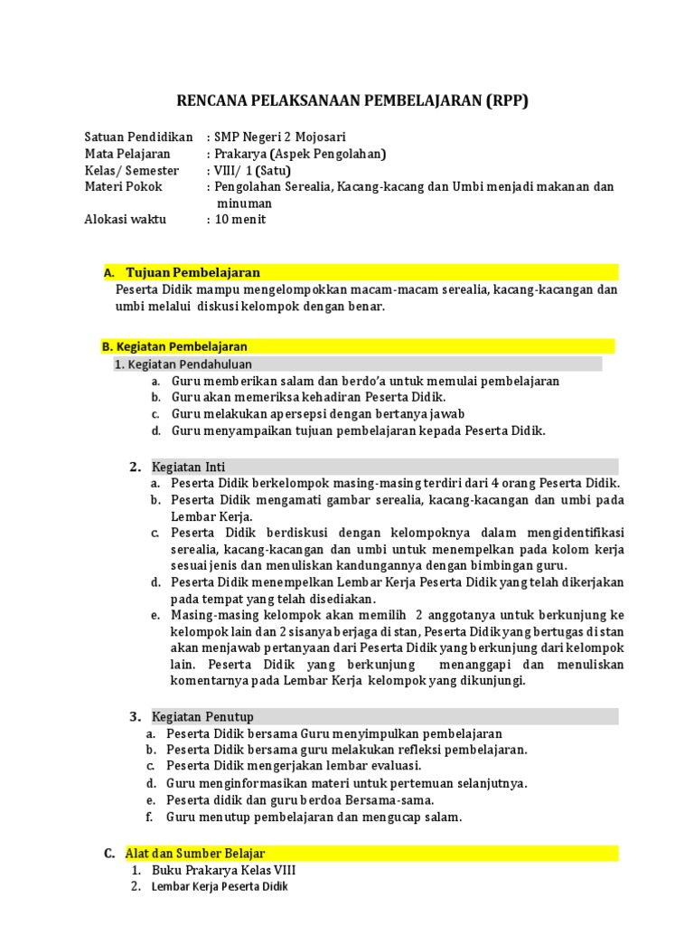 RPP Pengolahan | PDF