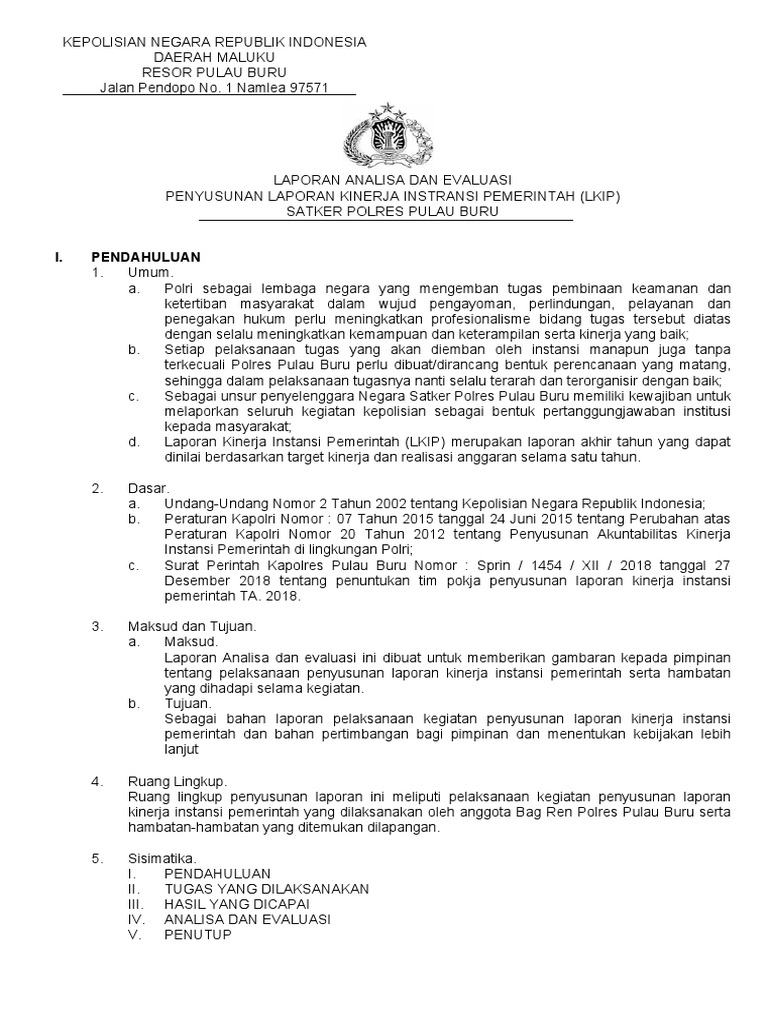 Laporan ANEV - Lkip | PDF