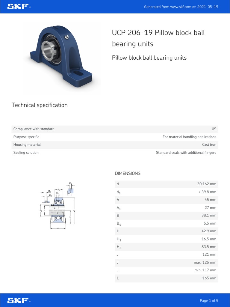 UCP 206-19 Pillow Block Ball Bearing Units - 20210519 | PDF | License ...