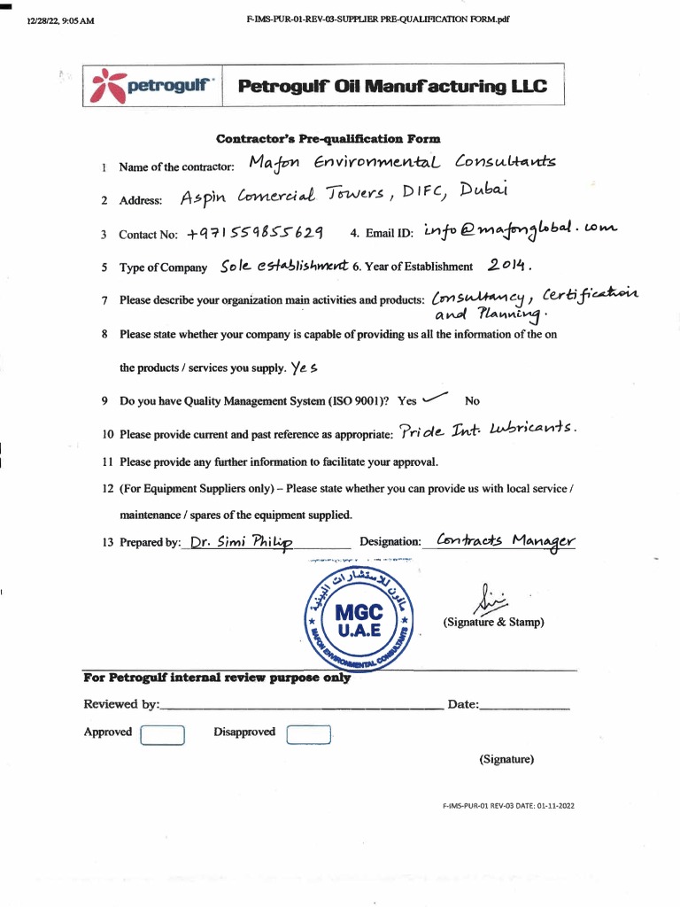 Petrogulf Registration Dec2022 | PDF