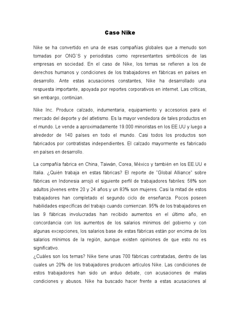 Caso Nike | PDF | Nike | Seguridad y salud ocupacional