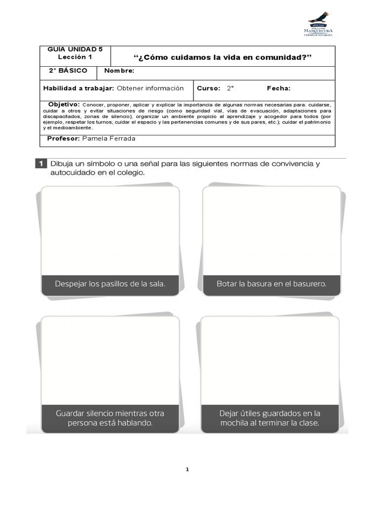 Unidad 1 Vivimos en Comunidad (Guia 3) | PDF