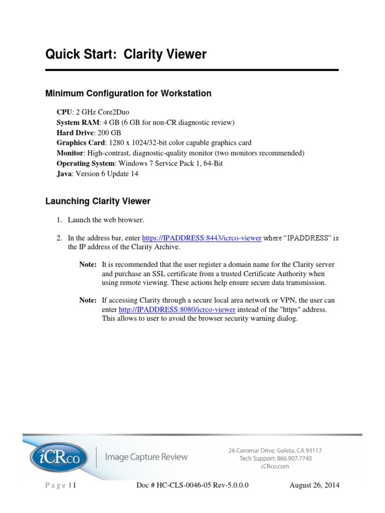 Clarity Viewer Quick Start Guide | PDF | World Wide Web | Internet & Web