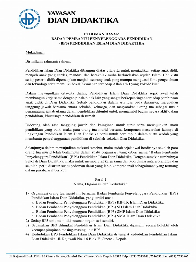 Anggaran Dasar BP3 Tahun (Rev 2021) PDF | PDF