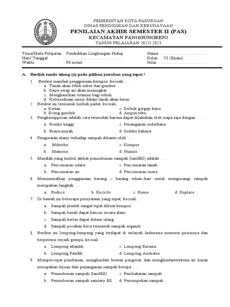 PLH Soal 2022-2023 | PDF | Griya & Taman | Teknologi & Rekayasa
